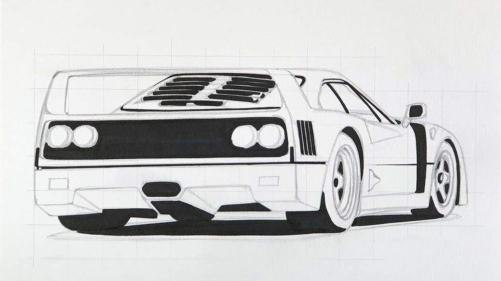 How to Draw a Ferrari F40 | Easy and Realistic Step-by-Step Tutorial